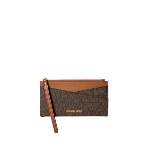 Michael Kors Womens Jet Set Medium Logo Crossover Wristlet Brown Mk