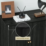 PHOYAL Black Sideboard and Buffets, Fluted Buffet Cabinet with 2 Arch ...