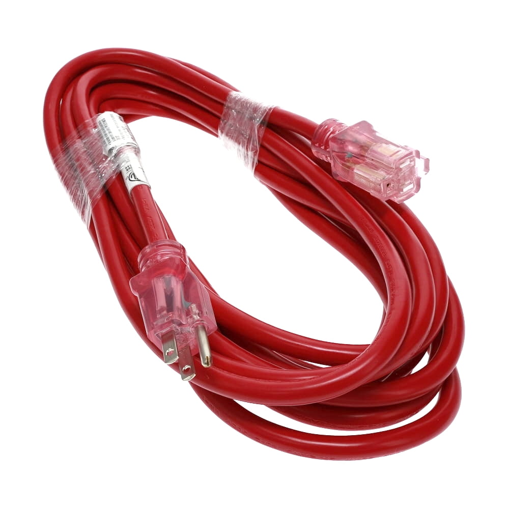 25 Feet 12/3 SJTW Red Power Extension Cord Lighted Clear Red Plug, (4 ...