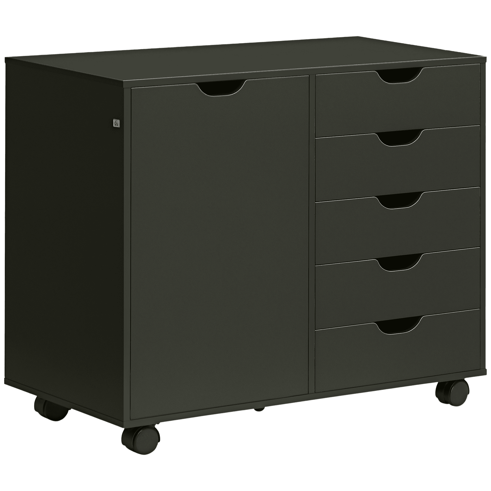 Click here for Homcom Modern Mobile 5-Drawer Chest With Door  Off... prices