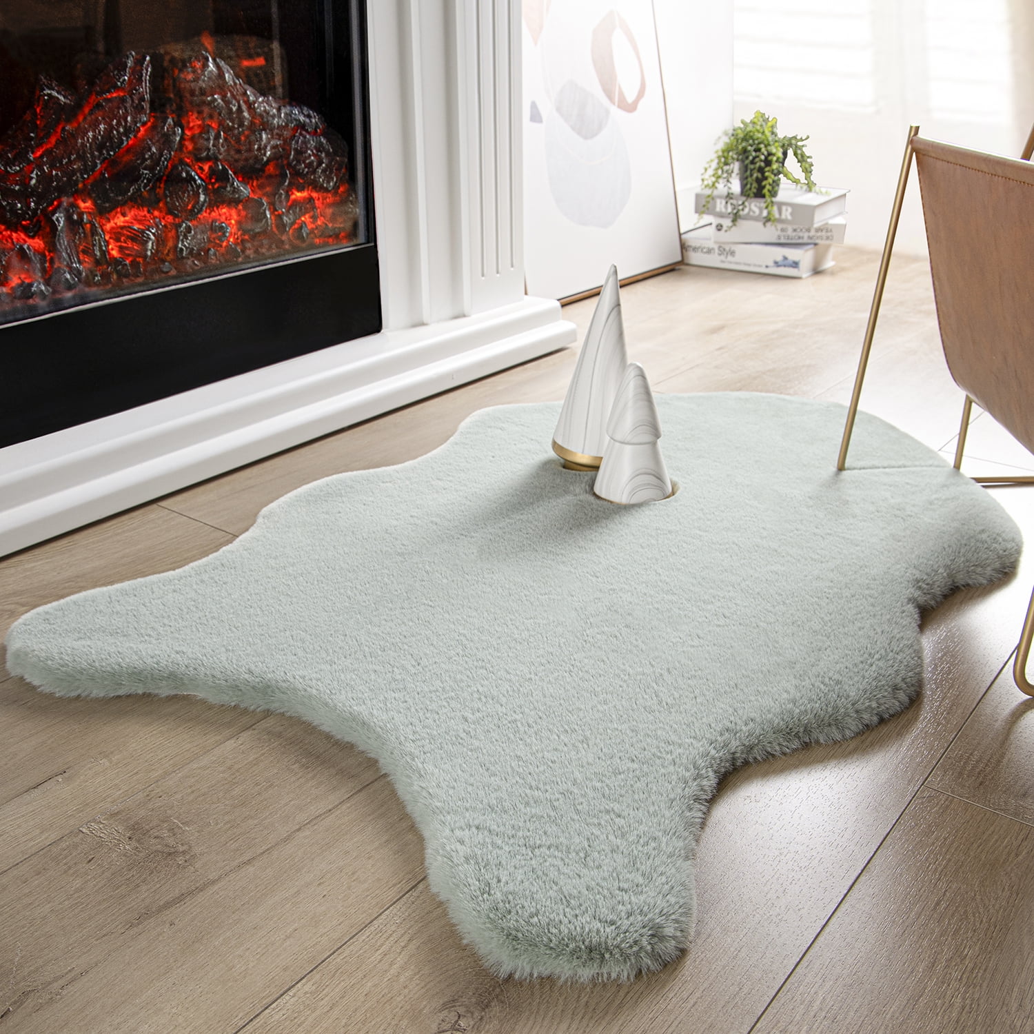 Fluffy Faux Rabbit Fur Area Rugs, Soft Indoor Decorative Mat, 2 x 3 ...