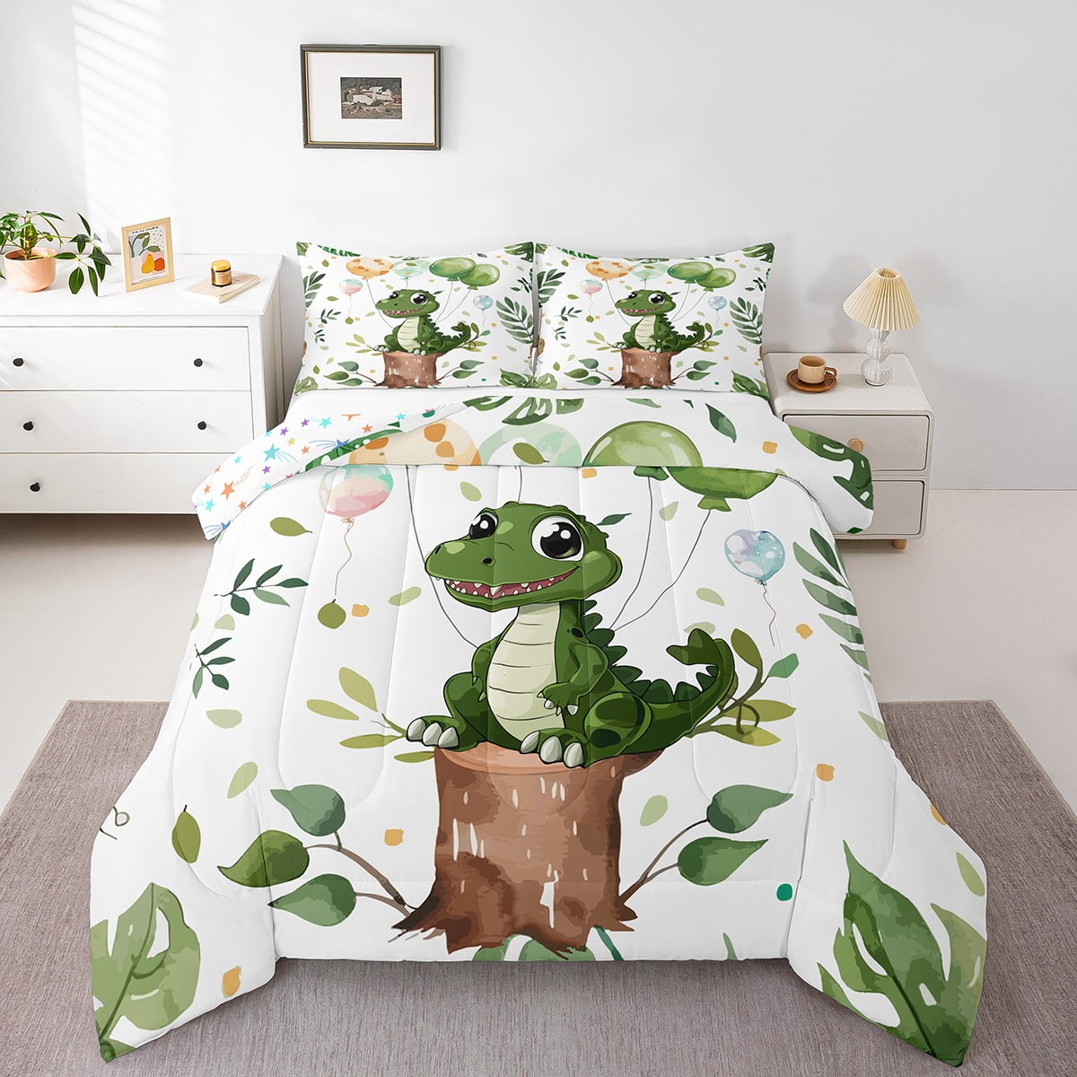 Click here for Yst Dinosaur Kids Toddler Bedding Cartoon Green Di... prices