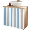 Blue Grey Stripe Cabinet Curtain, Classic Modern Sink Skirt for ...