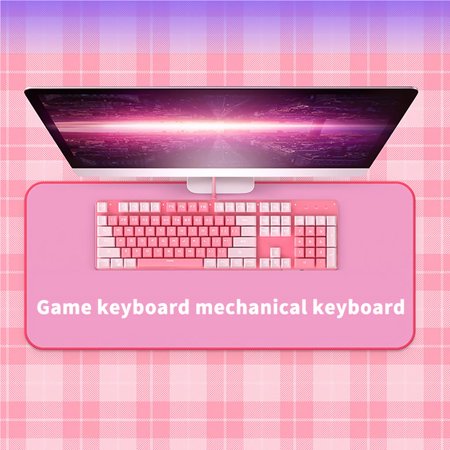 Pink White Gaming Keyboard Green Axis Mechanical Keyboard Round Green ...