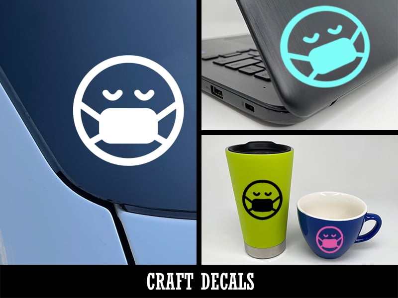 Face Mask Sick Health Emoticon Craft Vinyl Indoor Outdoor Decal Sticker ...