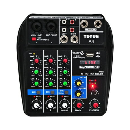 48V 4CH Studio Audio Mixer Sound Mixing Console System with Bluetooth ...