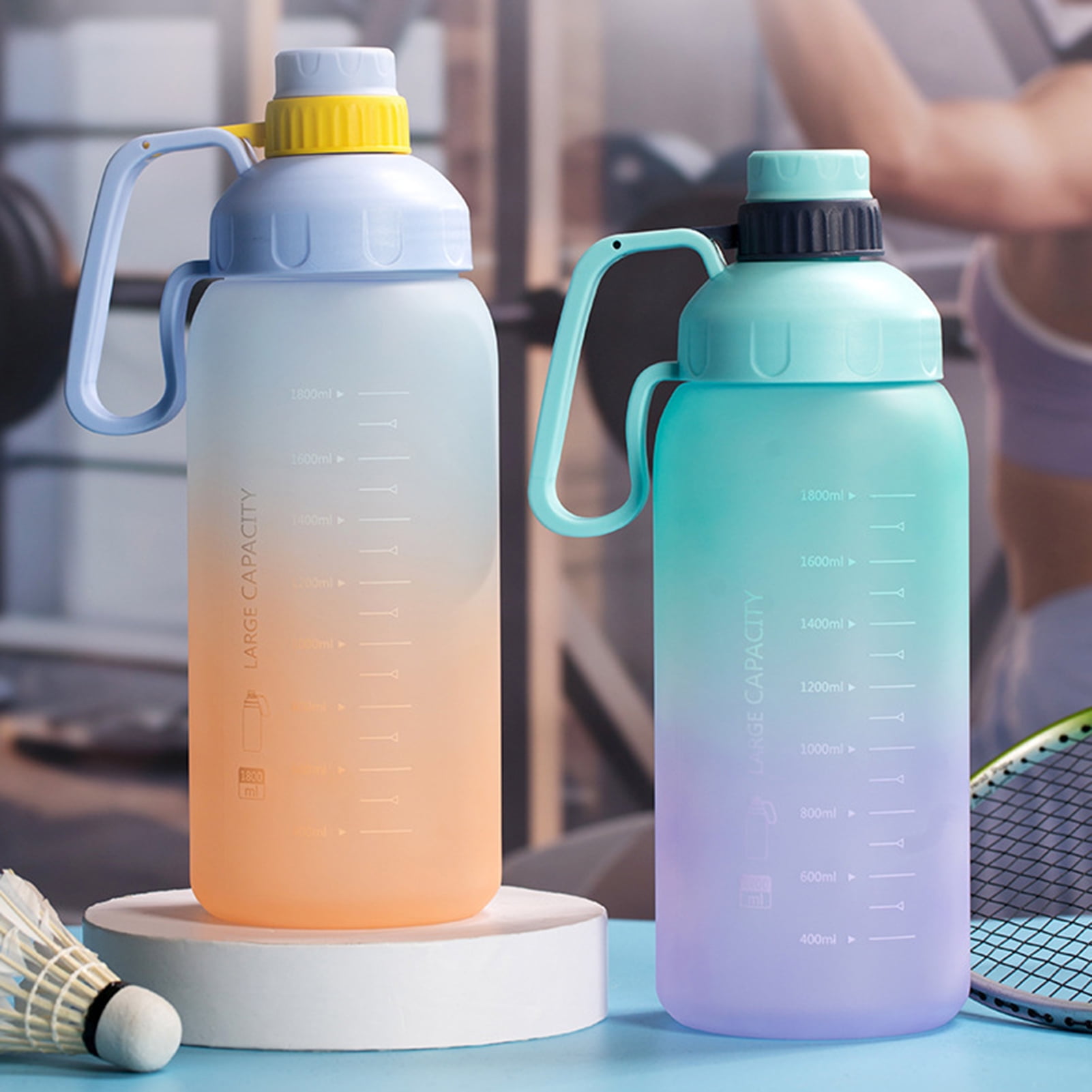 Hesroicy 1800ml Sports Water Bottle Gradient Large Capacity Portable ...