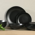 Gibson Home Bethel 12-Piece Matte Black Stoneware Dinnerware Set ...