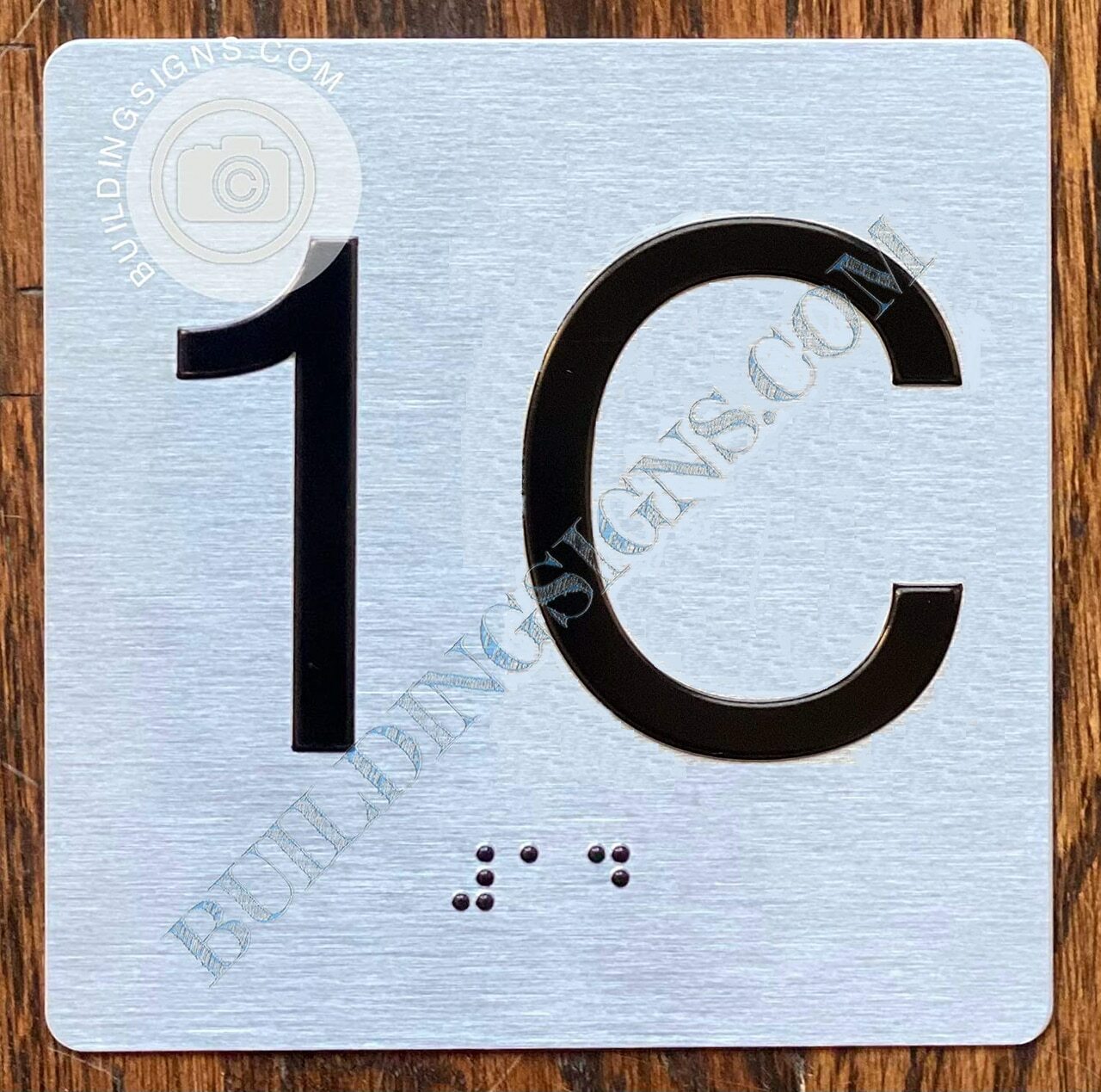 Apartment Number 1C Sign with Braille and Raised Number (Aluminum, 4x4 ...