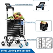 SEEKER Compact Folding Collapsible Adult Grocery Cart with Removable ...