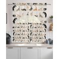 Cartoon Cats Kitchen Curtains Set for Windows 3 Piece Cafe Curtains 24 ...