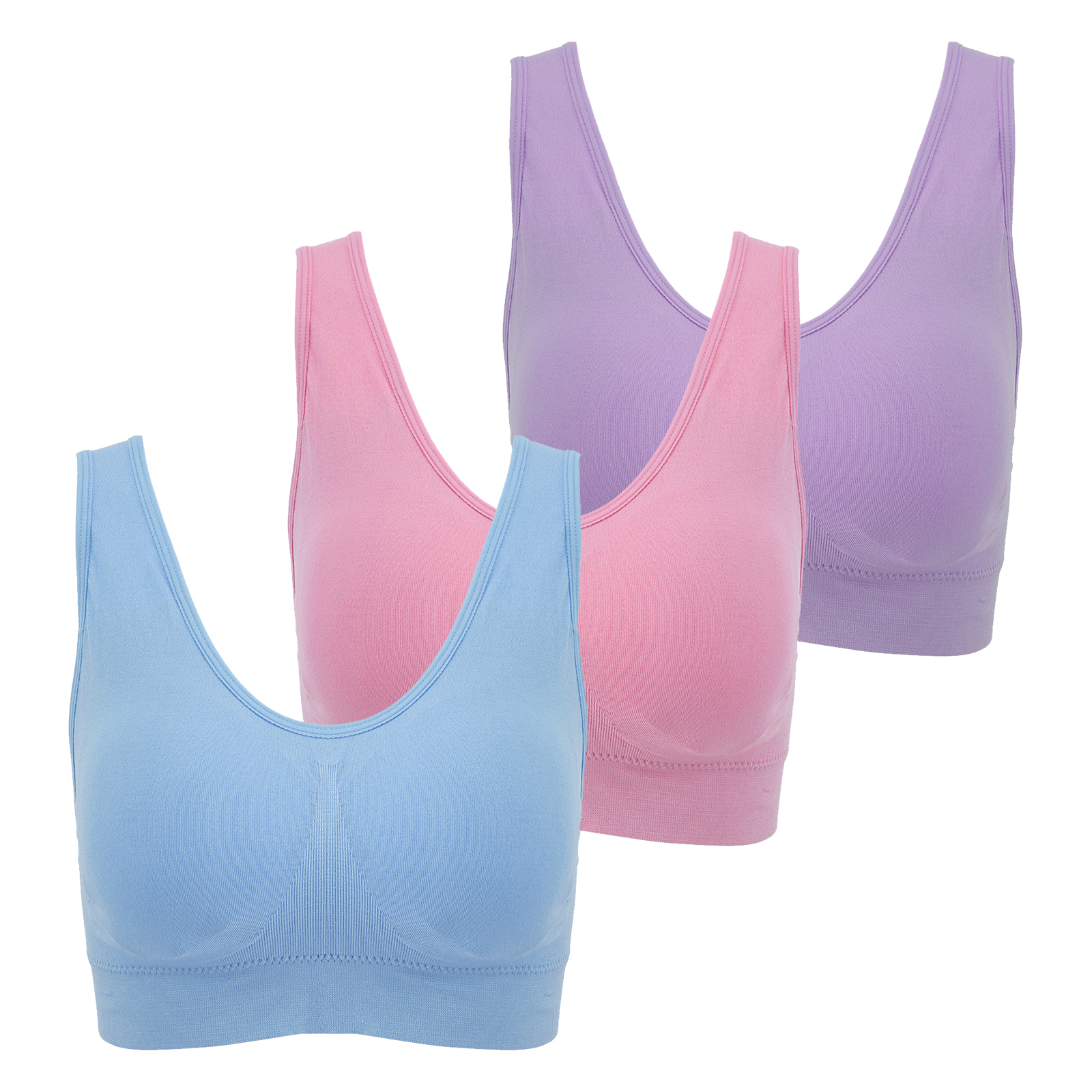 Valcatch 3 Pack Sports Bras for Women Seamless Wirefree Comfort Back Smoothing Underwear with ...