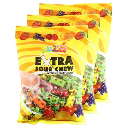 Zaza Extra Sour Chewy Kosher Candy (Small) 3 Packs - Walmart.com