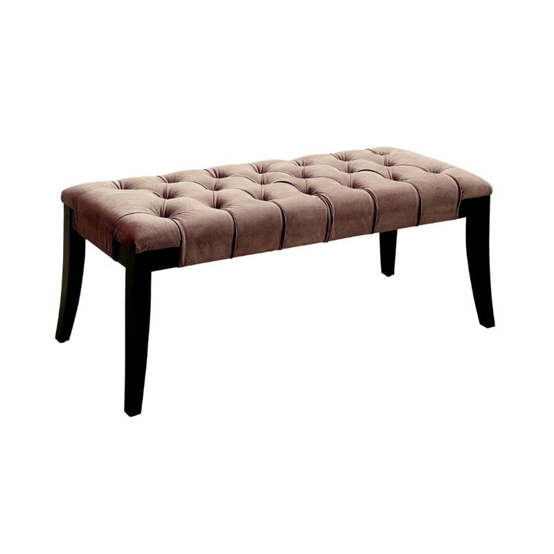 Furniture of America Dianne Contemporary Fabric Tufted Bench in Brown ...