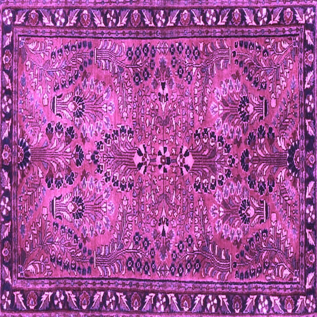 Ahgly Company Indoor Square Persian Purple Traditional Area Rugs, 6 ...