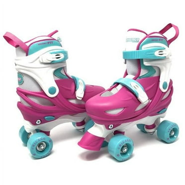 Chicago Girls' Quad Roller Skates White/Pink/Teal Sidewalk Skates, Size ...