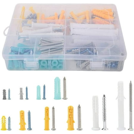 TILIYHELLO 200 Pieces Screws and Anchors Assortment, Plastic Wall ...