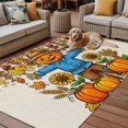 Autumn Outdoor Rug, Harvest Cartoon Scerecrow Pumpkin Sunflower Maple ...