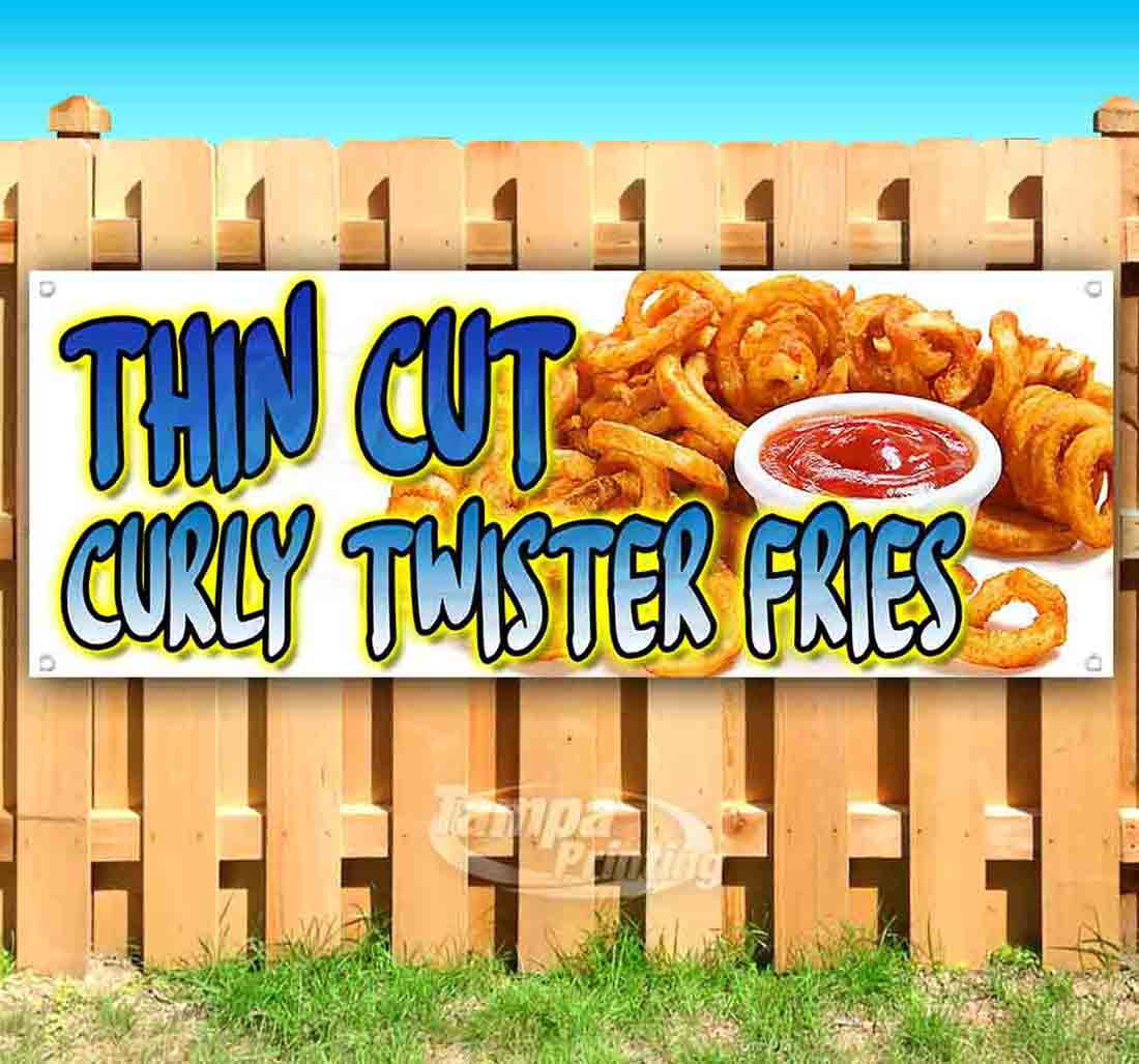 Thin Cut Curly Fries 13 oz Vinyl Banner With Metal Grommets - Walmart.com