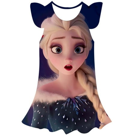 Disney Frozen Elsa princesse dessin animé robe 3D imprimer filles robe ...