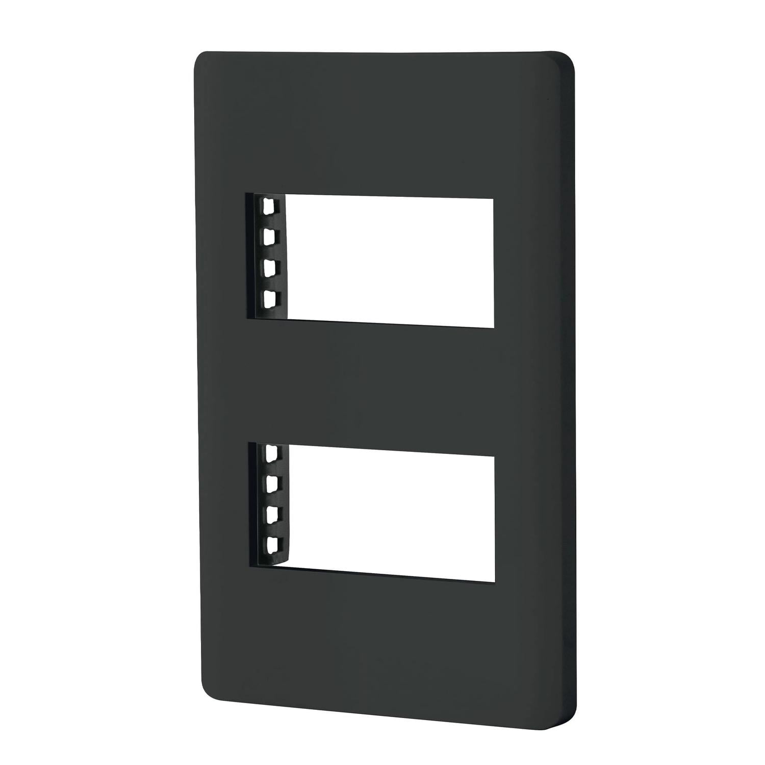 Placa negra de 2 ventanas 1 módulo, línea Lisboa, Volteck TRUPER PPDO ...