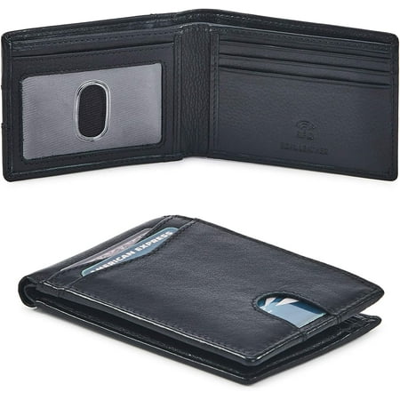 Cochoa Real Leather Slim Bifold Wallets for Men with RFID Blocking ...
