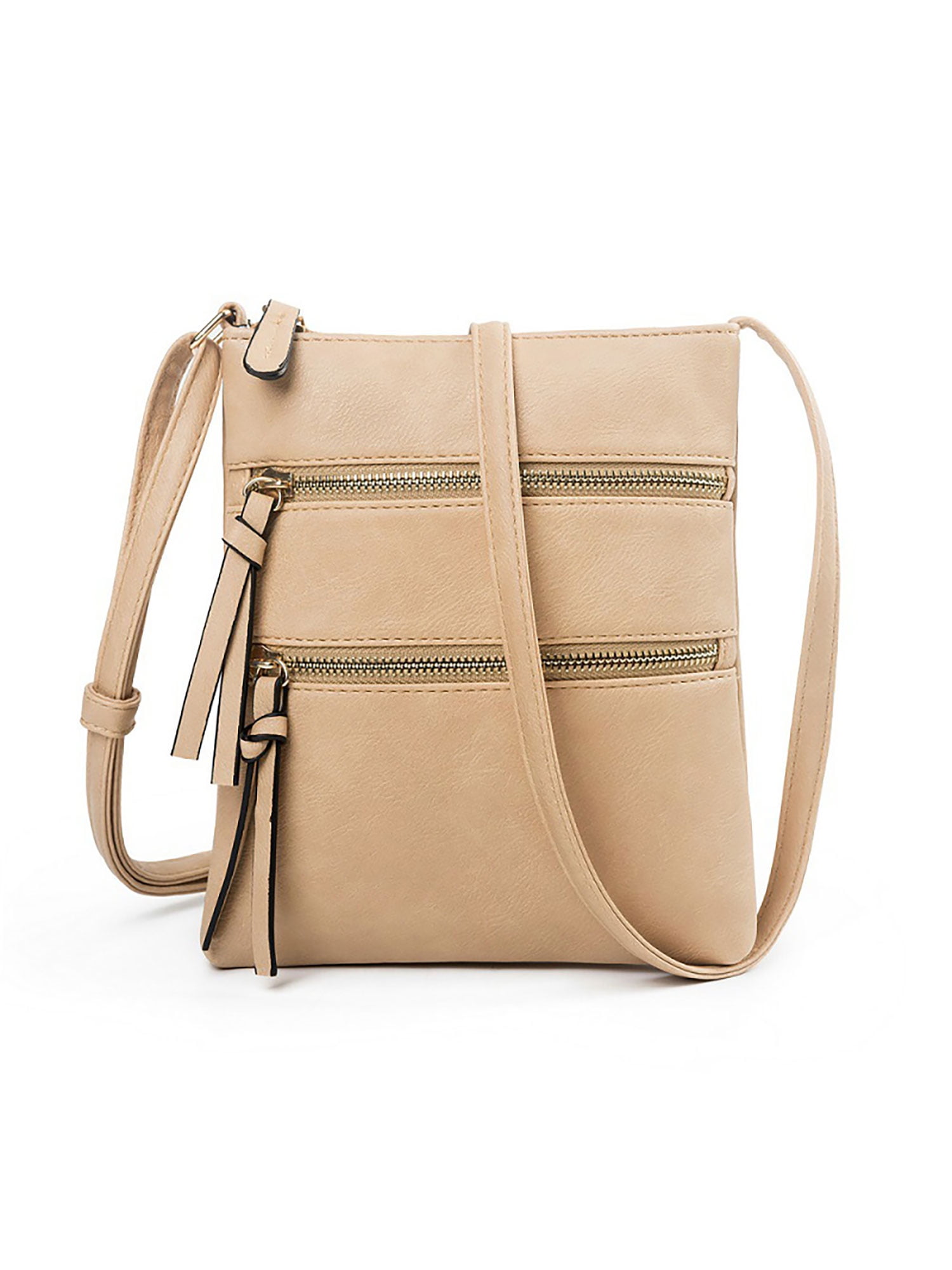 Mostdary Womens Leather Crossbody Handbag , Multi Pocket Zipper Purse ...