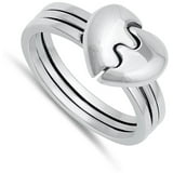 Broken Heart Puzzle Ring .925 Sterling Silver Band Jewelry Female Male ...