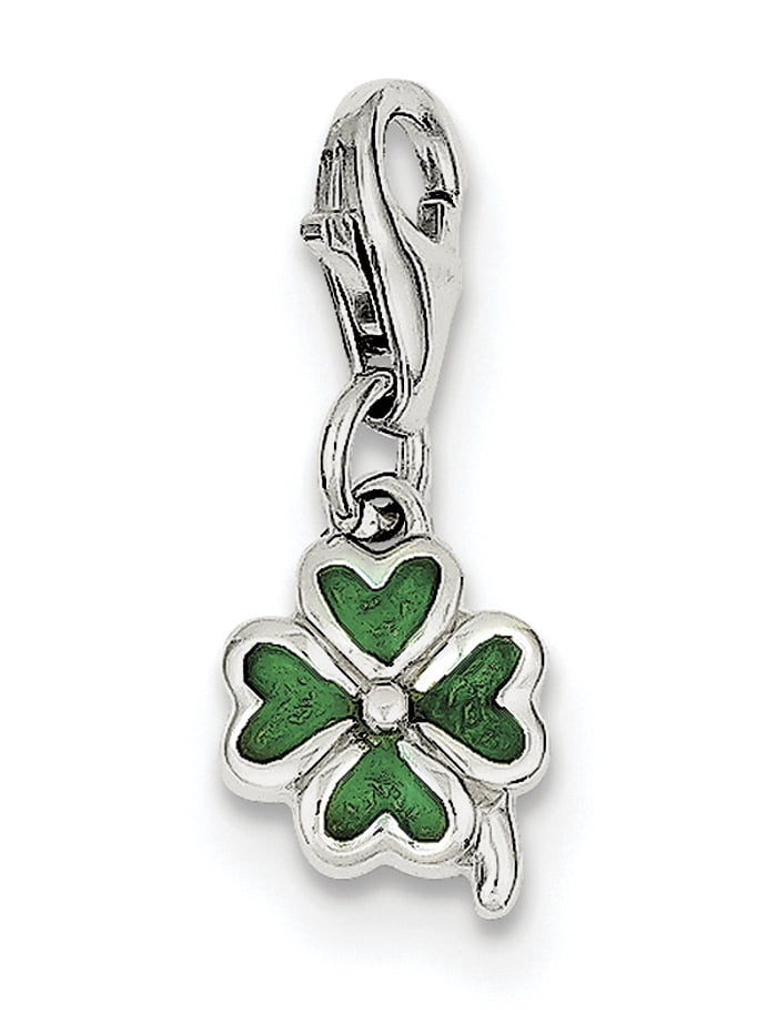 Sterling Silver Green Enameled Four Leaf Clover Charm - Walmart.com