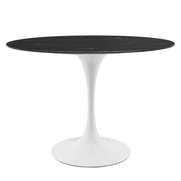 42 inch Dining Table, Oval, Black White, Artificial Marble, Metal Steel ...