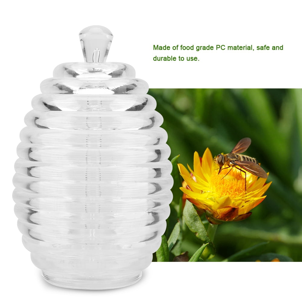 YLSHRF Honey Jar,265ml Transparent Beehive-shaped Honey Jar with ...