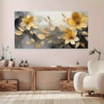 Elegant Gold Floral Canvas Wall Art Framed 48x24 Inch Modern Abstract ...