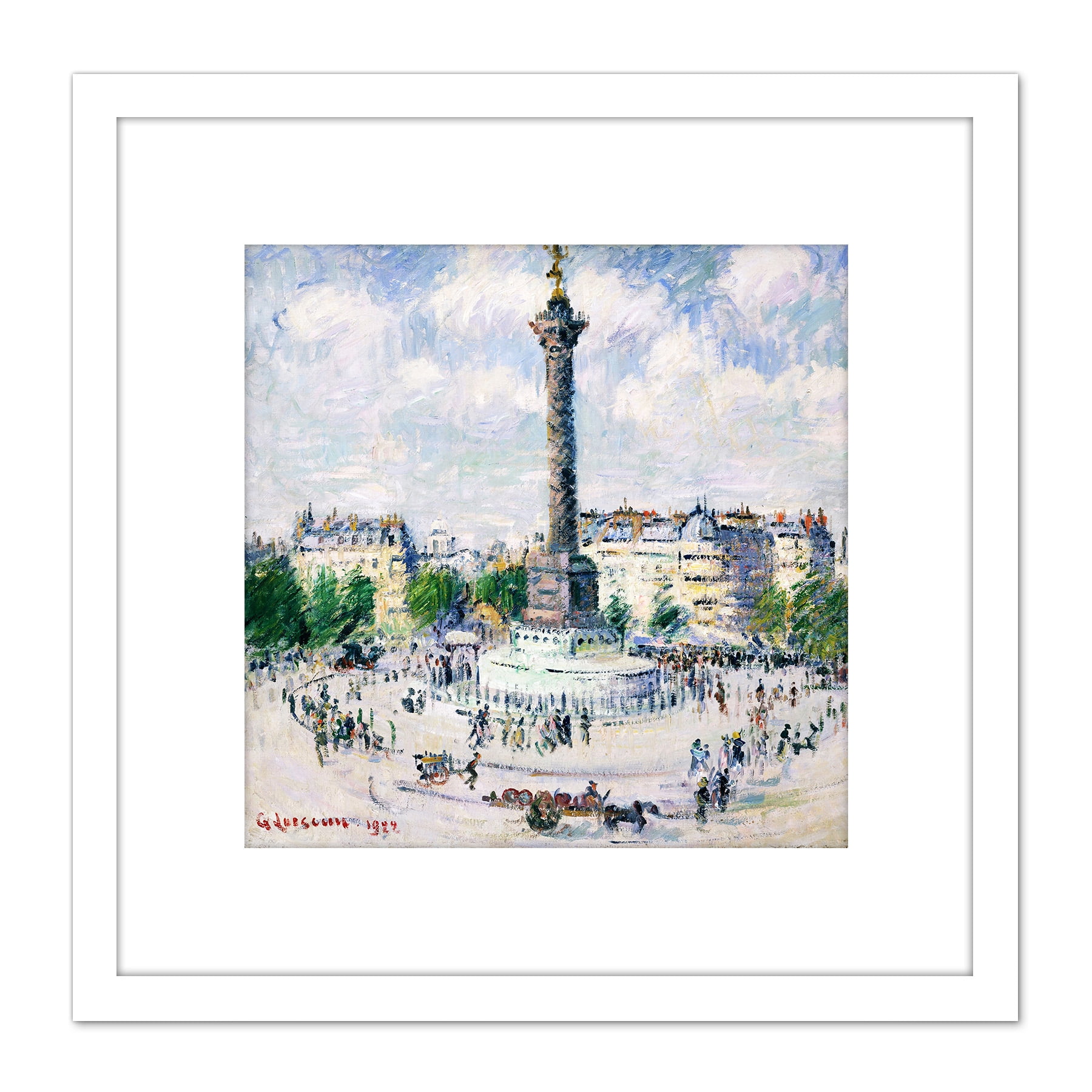 Loiseau La Place Bastille Paris Painting 8X8 Inch Square Wooden Framed ...