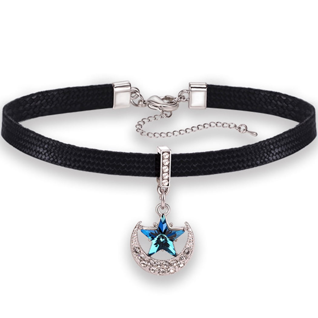 Click here for Nobrand Choker Necklace Faux Leather - Star Moon P... prices