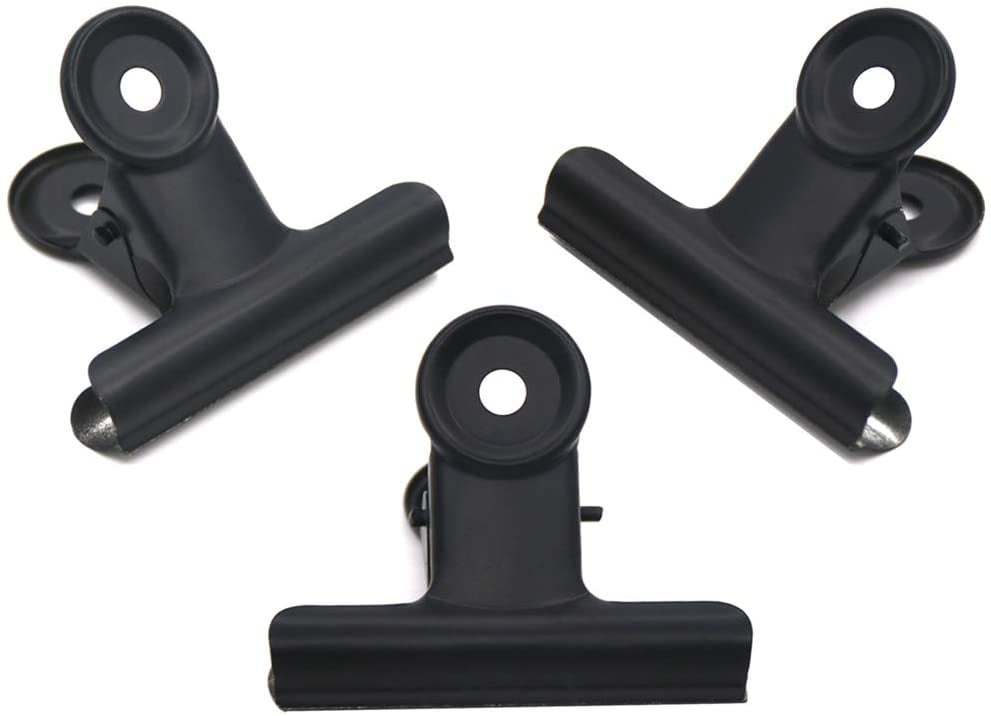 Black Metal Bull Binder Clips, 20 Pack 2 Inch Large Hinge Paper Clips ...