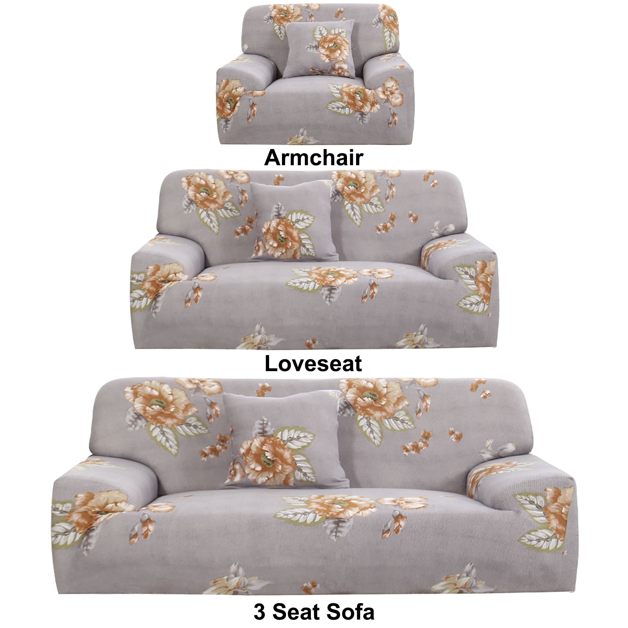 3pcs Sofa Cover Set for Sofa Loveseat Arm Chair Couch Slipcover, Pale ...