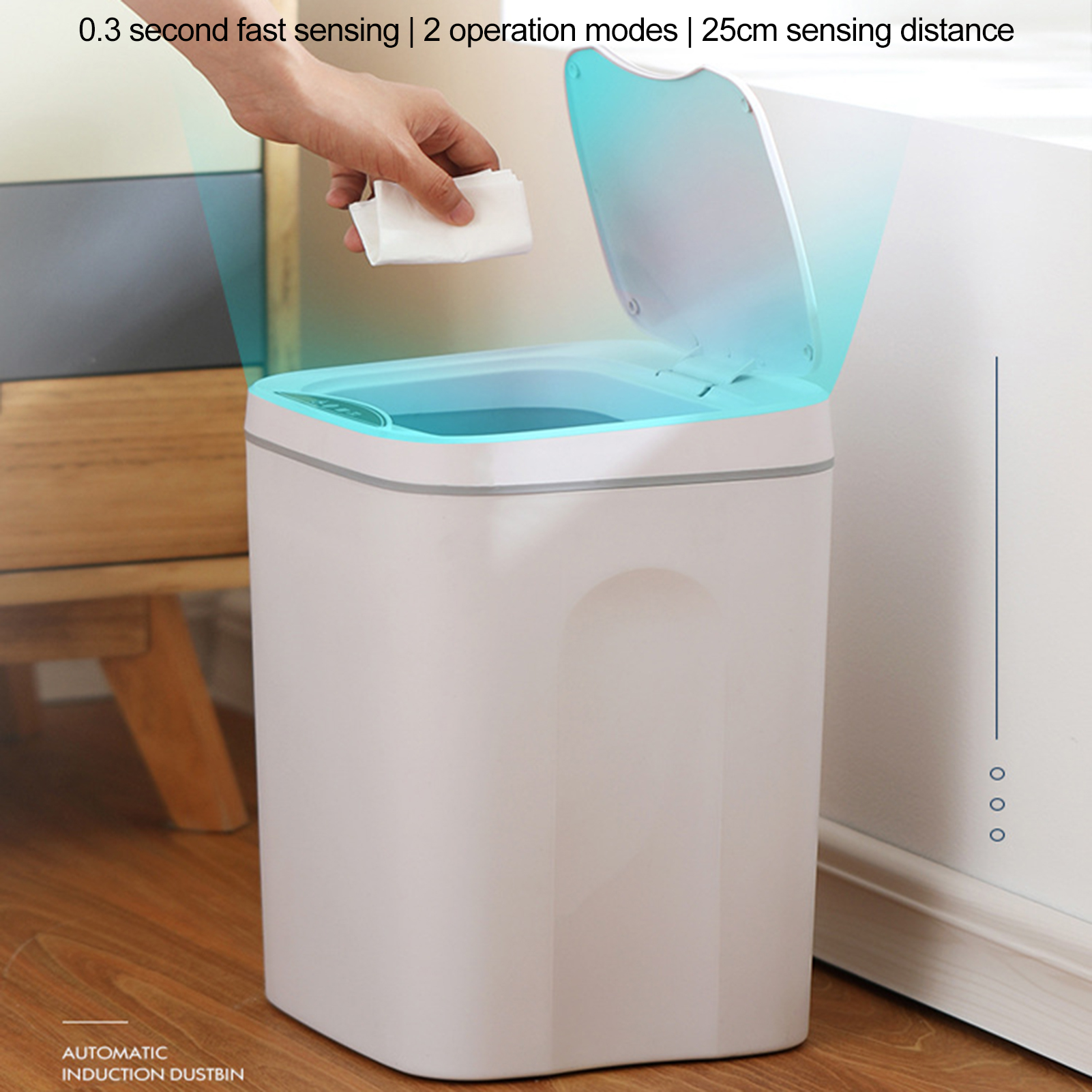 Anvazise 12L Electric Trash Bin 2 Modes LED Light Infrared Sensor ...
