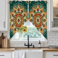 Bohemian Green Flower Pattern Swag Curtain Valance for Window 2 Panels ...