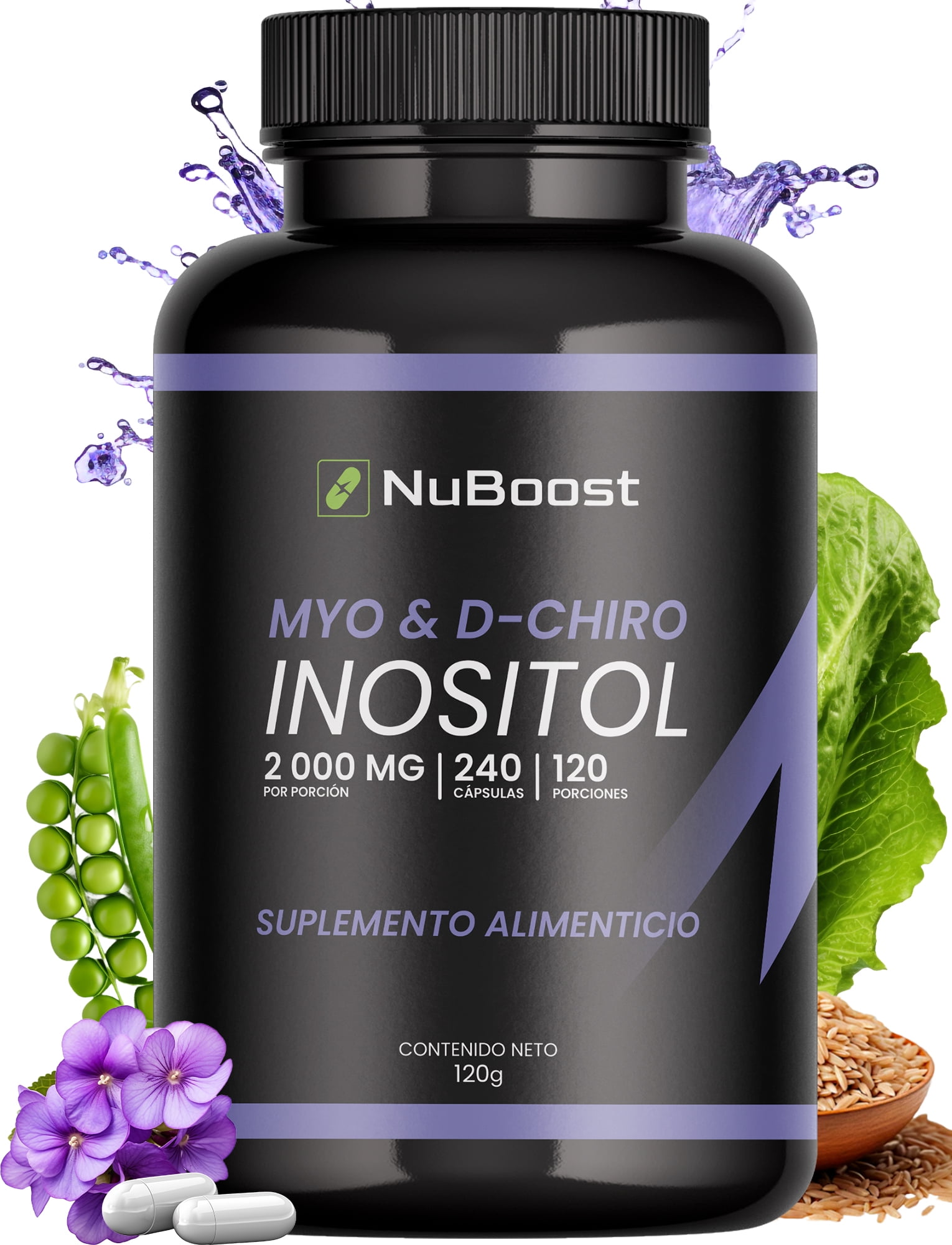 Myo Inositol y D-chiro-inositol, G Balance ingredientes naturales, 240 ...