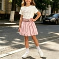 ATOGUTA Short Sets Girls 2 Piece Outfits Ruffle Short Sleeves Crewneck ...