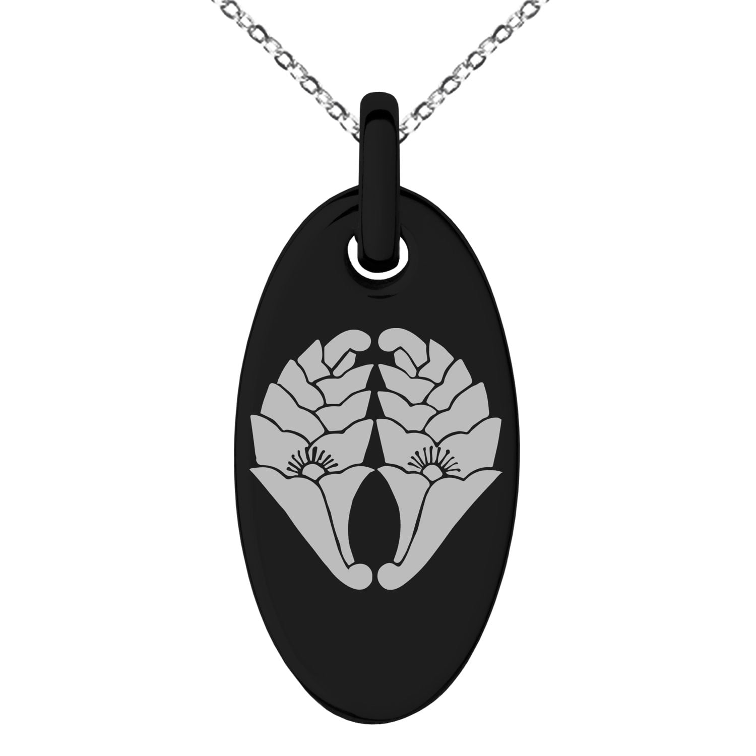 Stainless Steel Nabeshima Samurai Crest Engraved Small Oval Charm ...