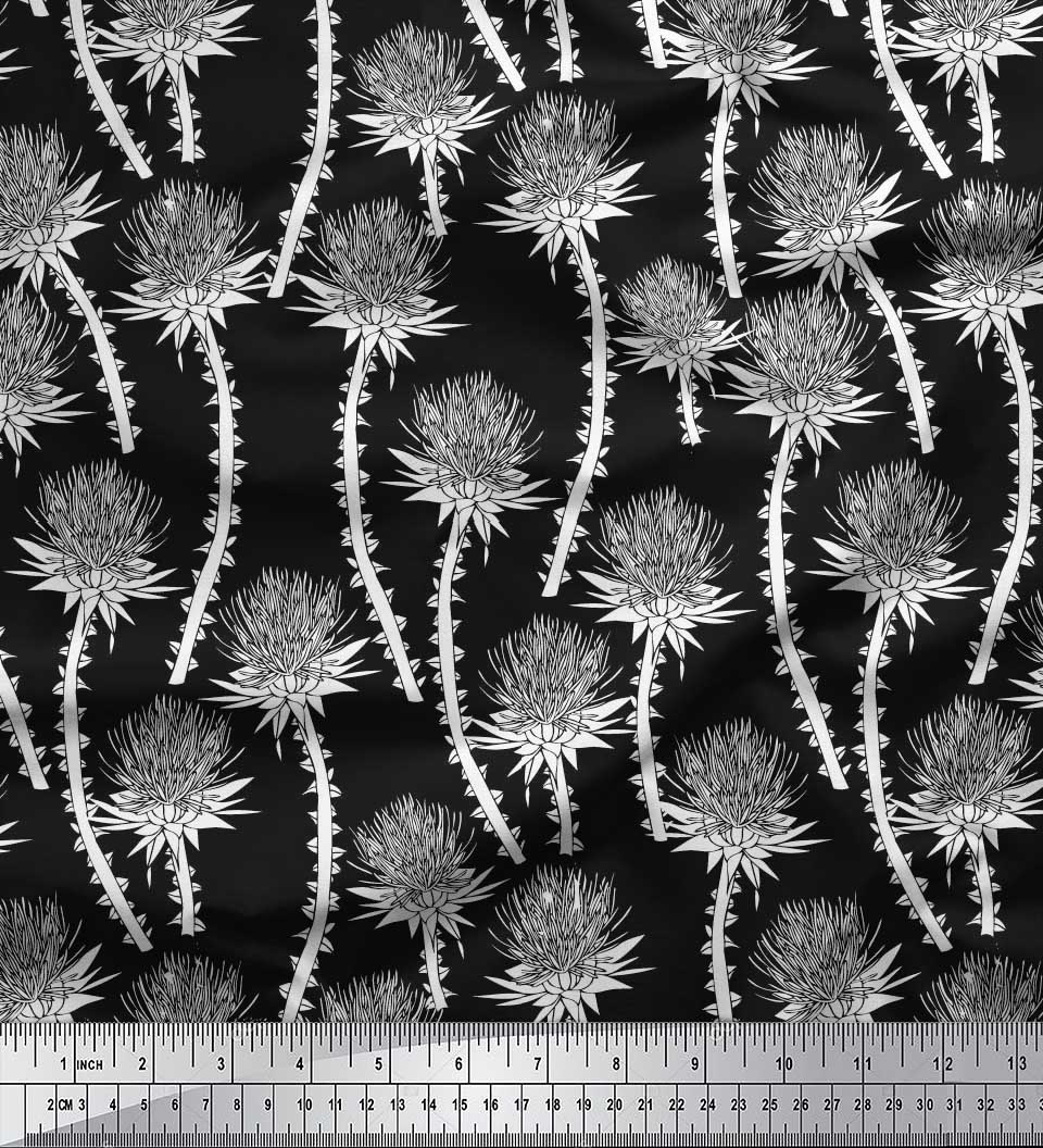 Soimoi Silk Fabric Leaves & Clover Floral Print Fabric by the Yard 42 ...