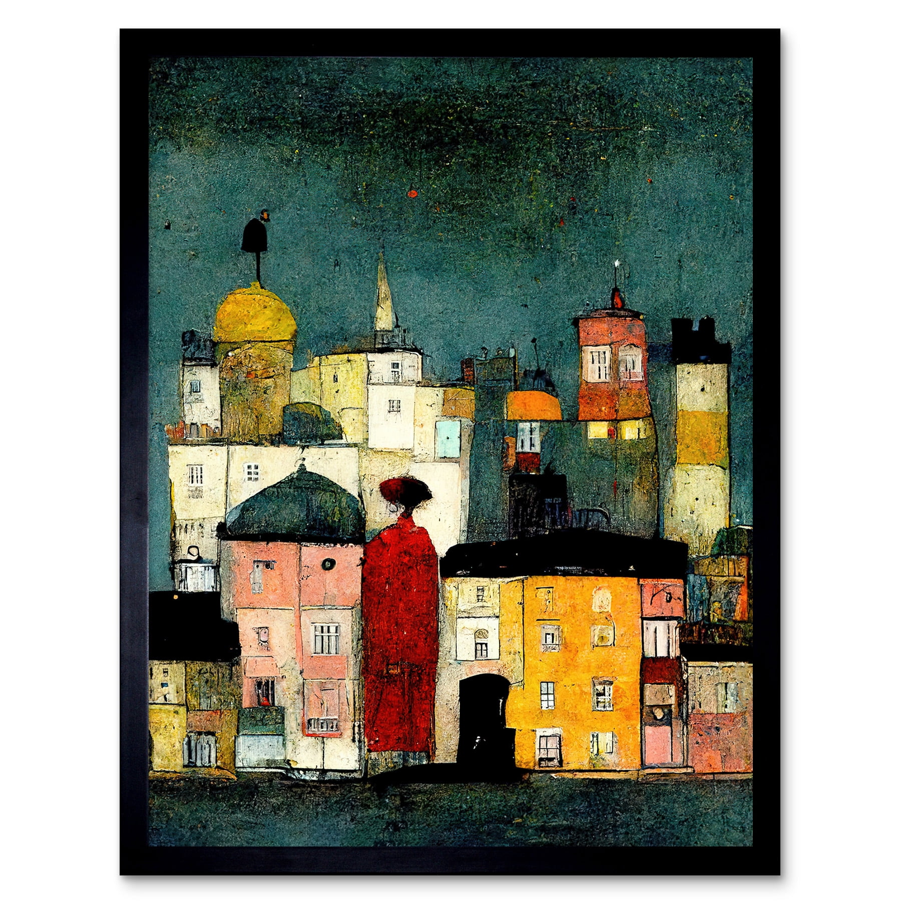 Onlooker Quirky Colourful Street Scene Art Print Framed Poster Wall ...