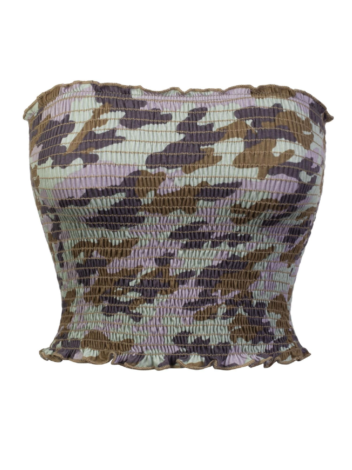 MixMatchy Women's Solid Strapless Smocked Summer Bandeau Tube Crop Top ...