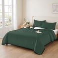 Forest Green 3 Piece Quilt Bedding Set with 2 Pillow Shams, Deep Green ...