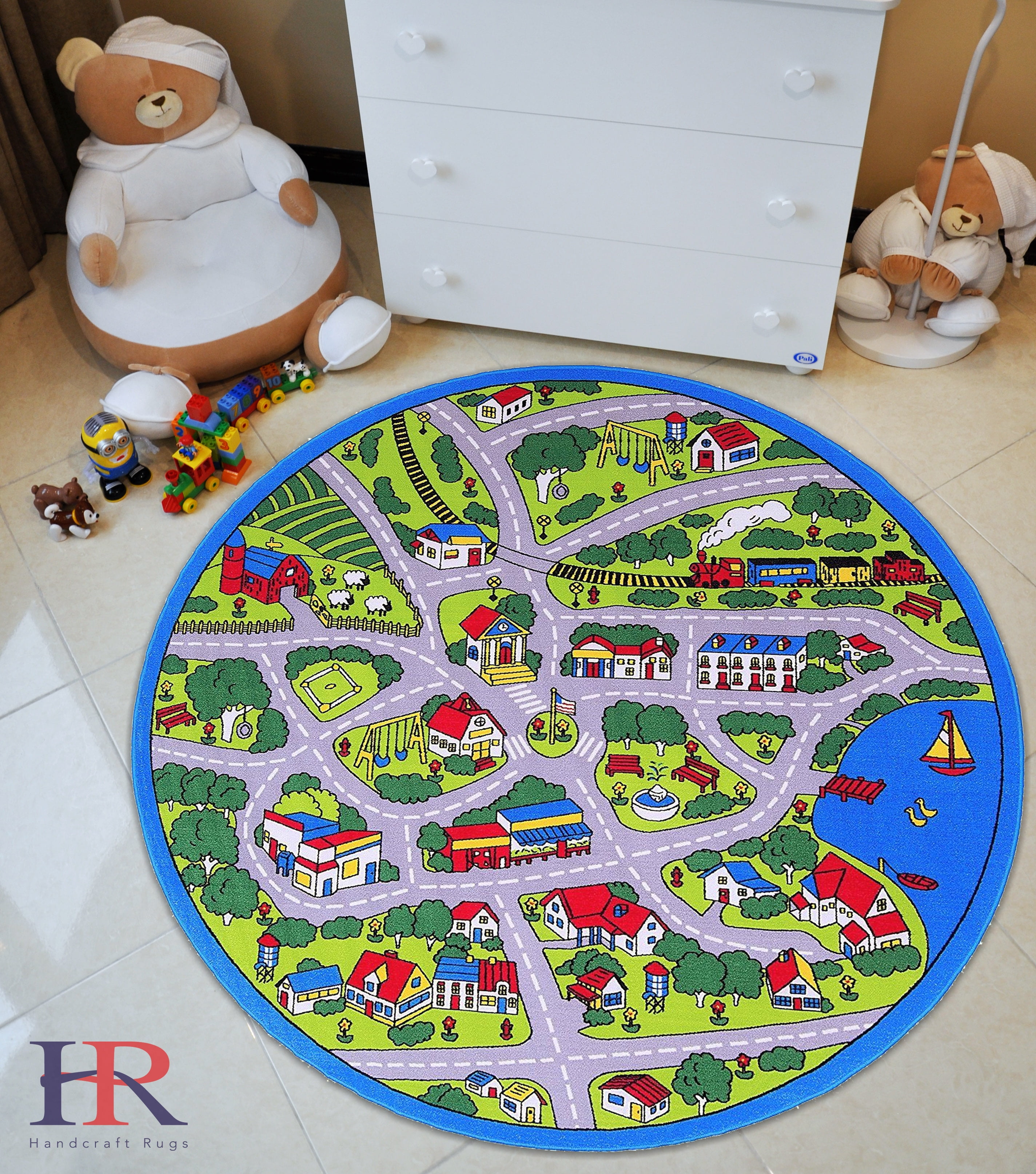 Road Mats by Handcraft Rugs-My Neighborhood Map, Blue, Grey and Multi ...