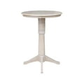 30" x 30" Solid Wood Round Pedestal Dining Table in Washed Gray Taupe ...
