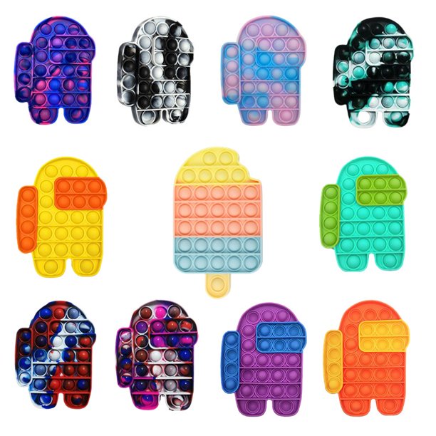 Toys Push Pop Bubble Silicone Toys Round heart Octopus Strawberry Ice ...
