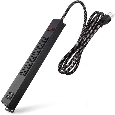 Metal Power Strip Surge Protector with Long Cord, Extension Cord 6 feet ...