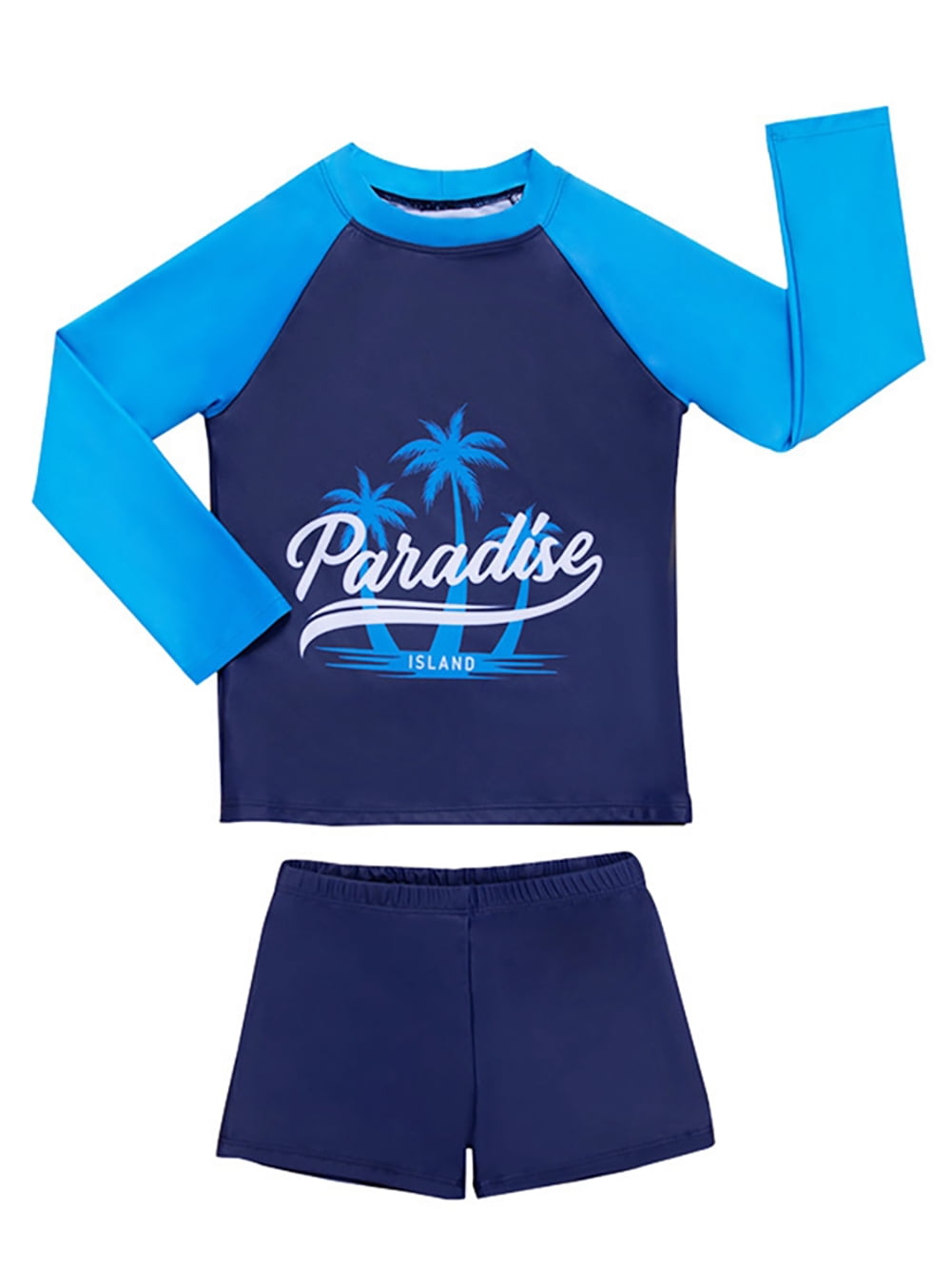 PEYAN 5-12T Boys Long Sleeve Swimsuit Rash Guard and Swim Trunks Two ...